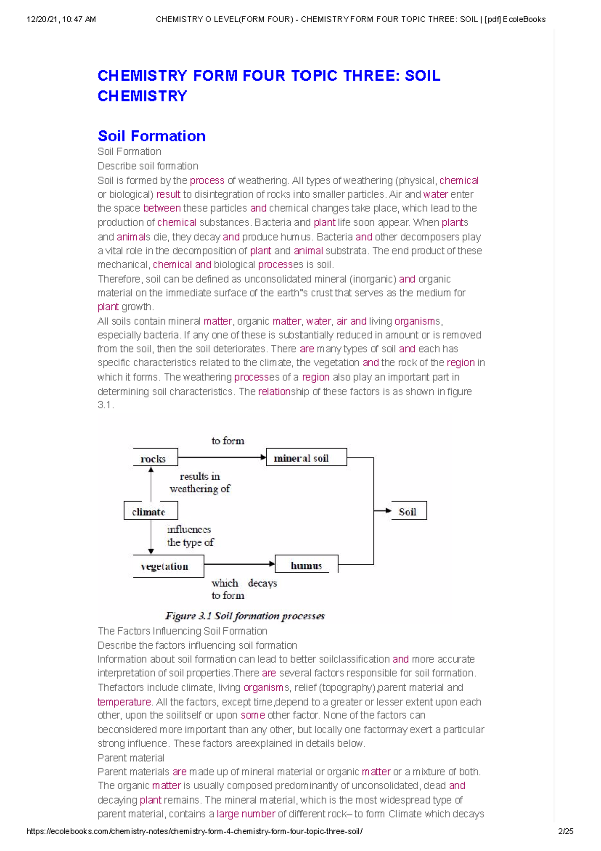 Chemistry O Level(FORM FOUR) - Chemistry FORM FOUR Topic Three SOIL ...