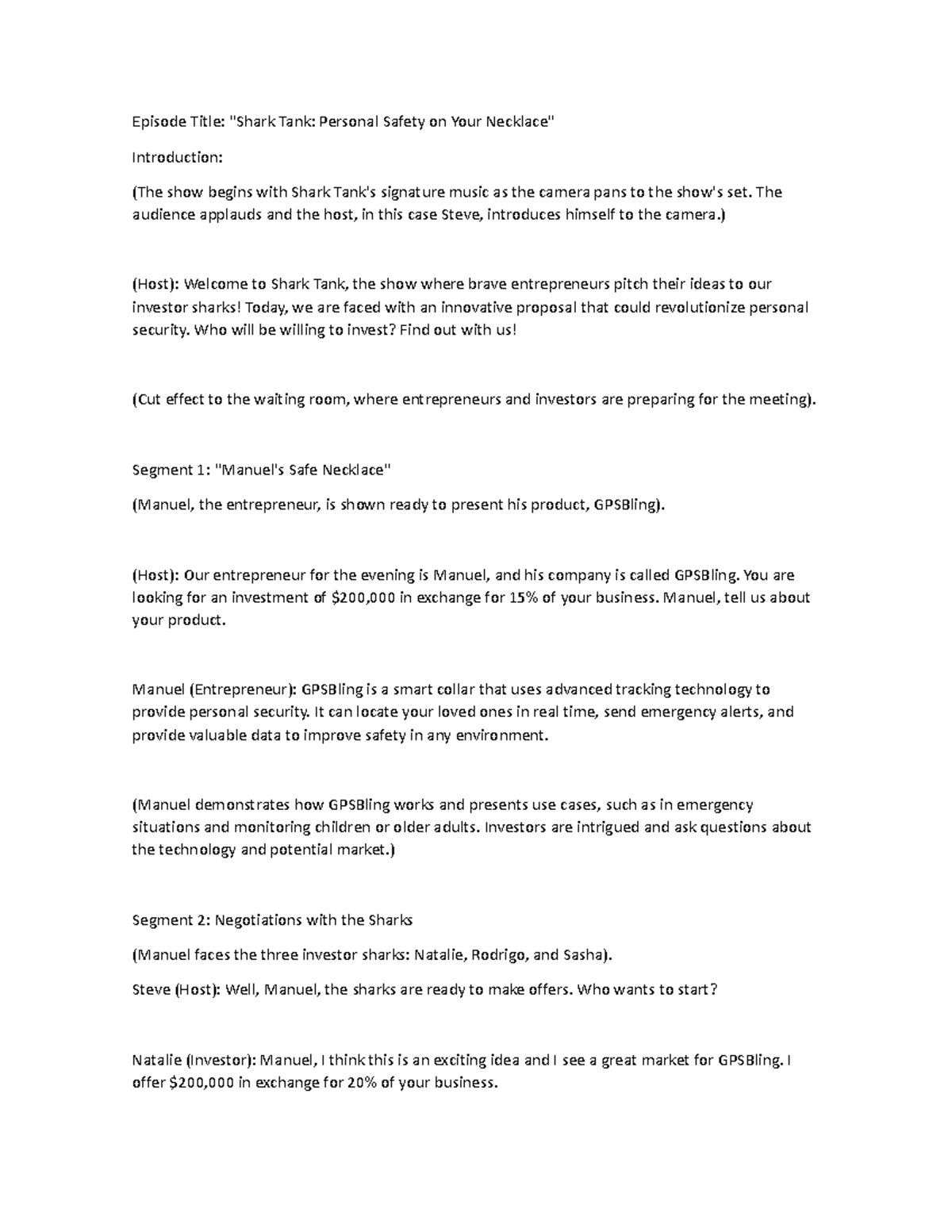 Project Shark Thank - ................................ - Episode Title ...