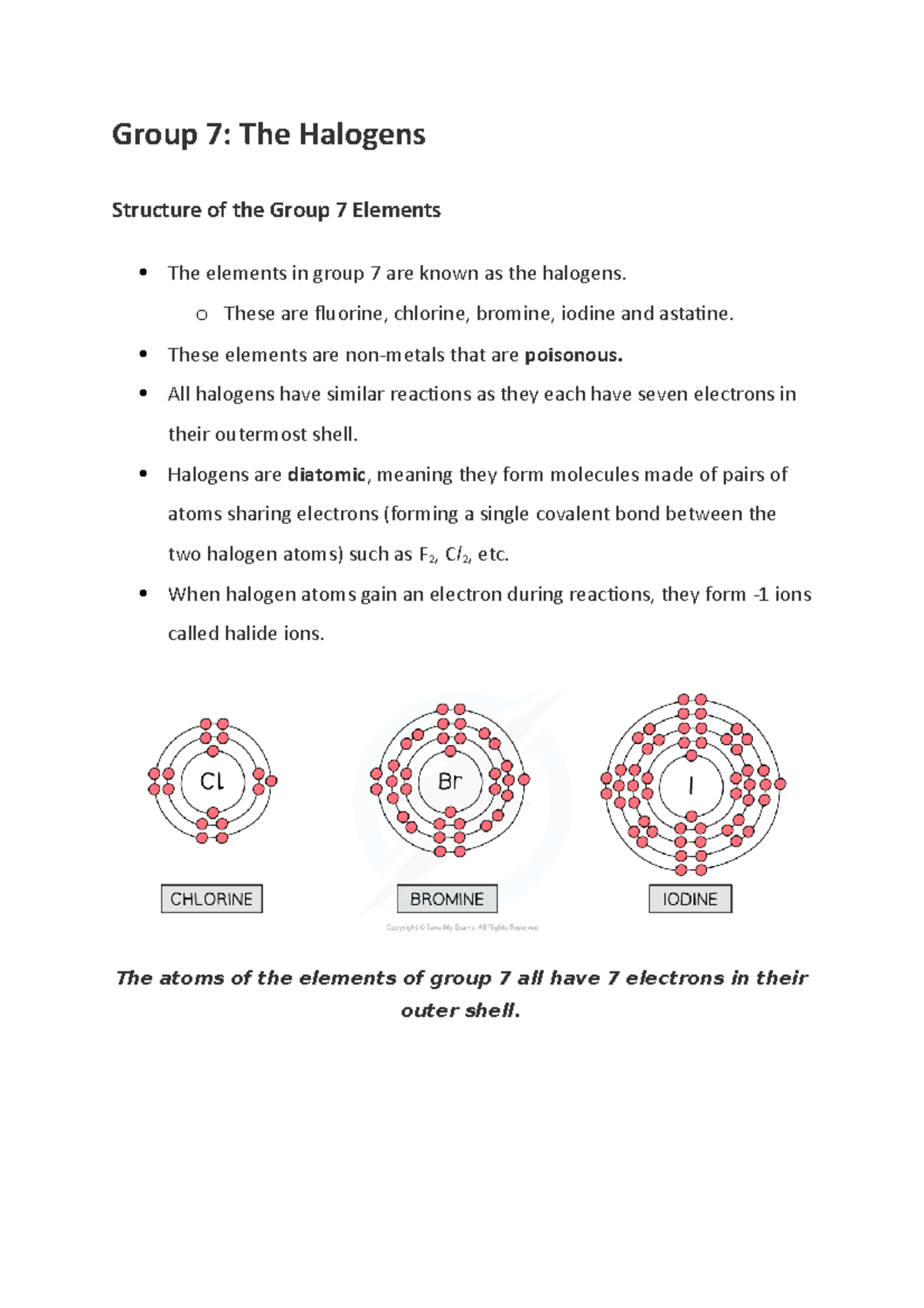 Group 7 - class notes - Group 7: The Halogens Structure of the Group 7 ...