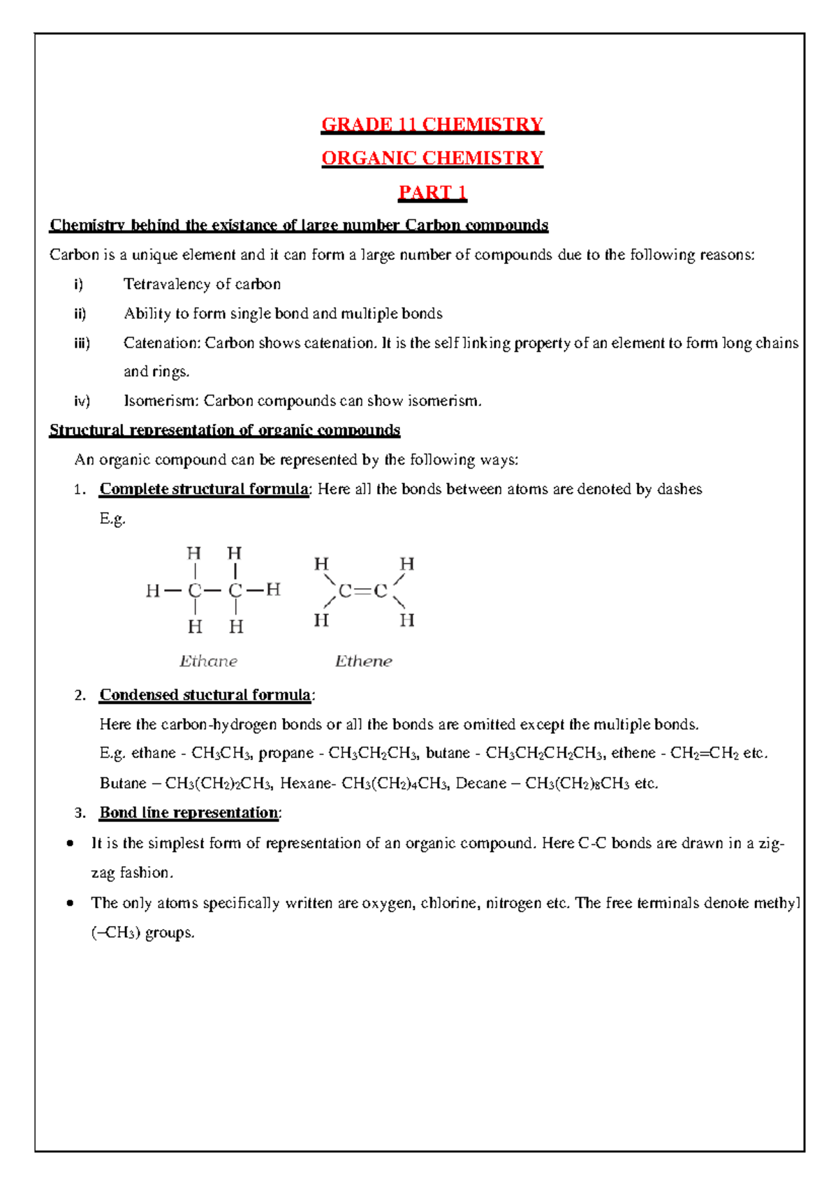 Organic Chemistry PART 1 - GRADE 11 CHEMISTRY ORGANIC CHEMISTRY PART 1 ...