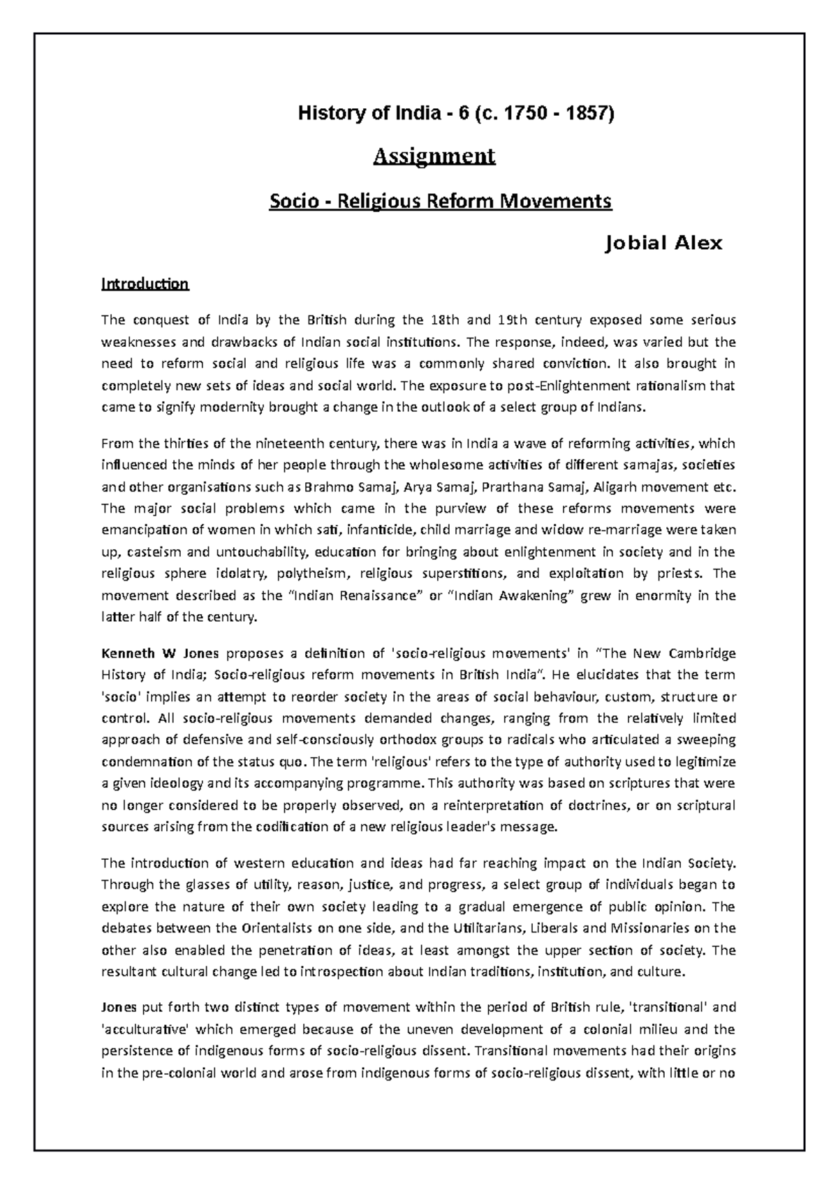 Socio Religious Reforms - History of India - 6 (c. 1750 - 1857 ...