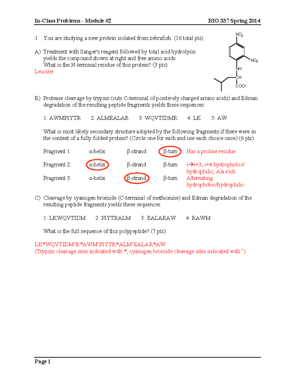 Practical, Module 2-7 - Problems Module BIO 337 Spring 2014 NO2 1. You ...
