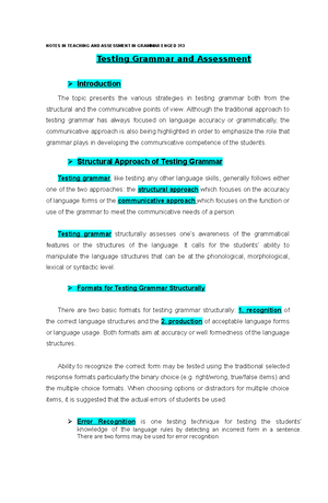 Background to Language Teaching - NOTES IN TEACHING AND ASSESSMENT IN ...