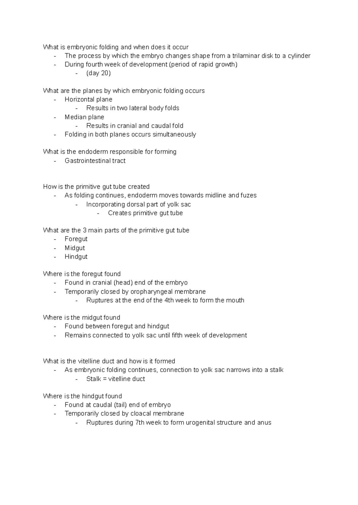 Kin 2Y03 lecture 5 - Notes - What is embryonic folding and when does it ...