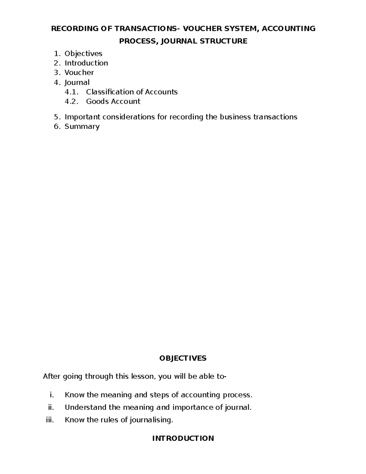 Recording OF Transactions-1 - RECORDING OF TRANSACTIONS- VOUCHER SYSTEM ...