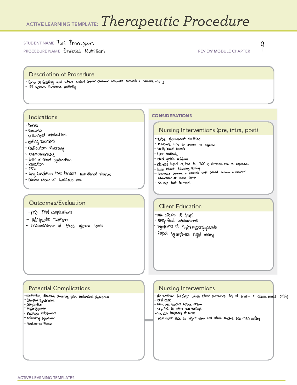 enteral nutrition - ACTIVE LEARNING TEMPLATES Therapeutic Procedure ...