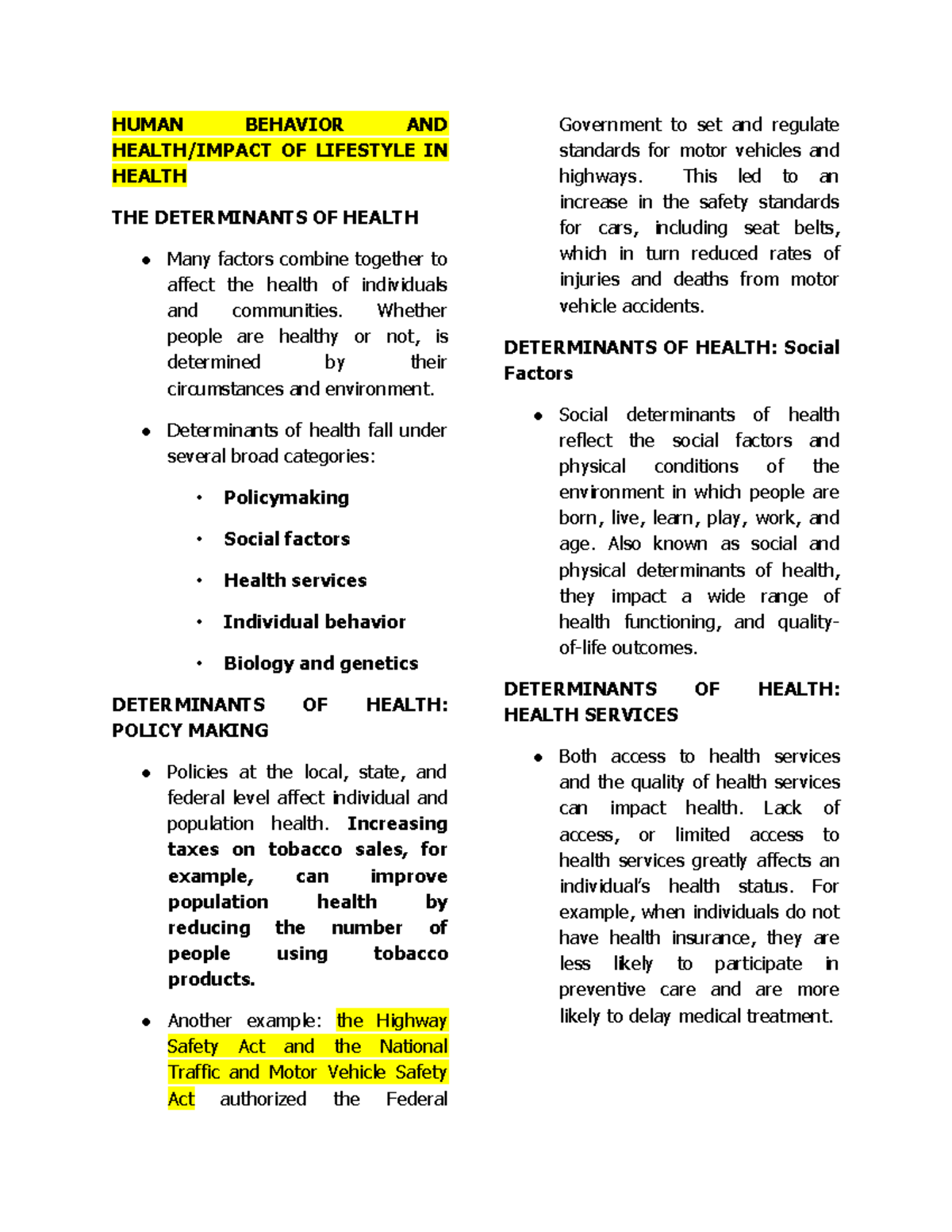 Human Behavior AND Impact OF Lifestyle IN Health - HUMAN BEHAVIOR AND ...