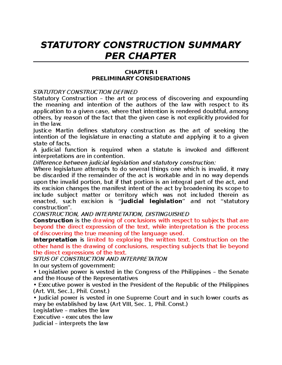 Statutory Construction Summary per Chapter - STATUTORY CONSTRUCTION ...