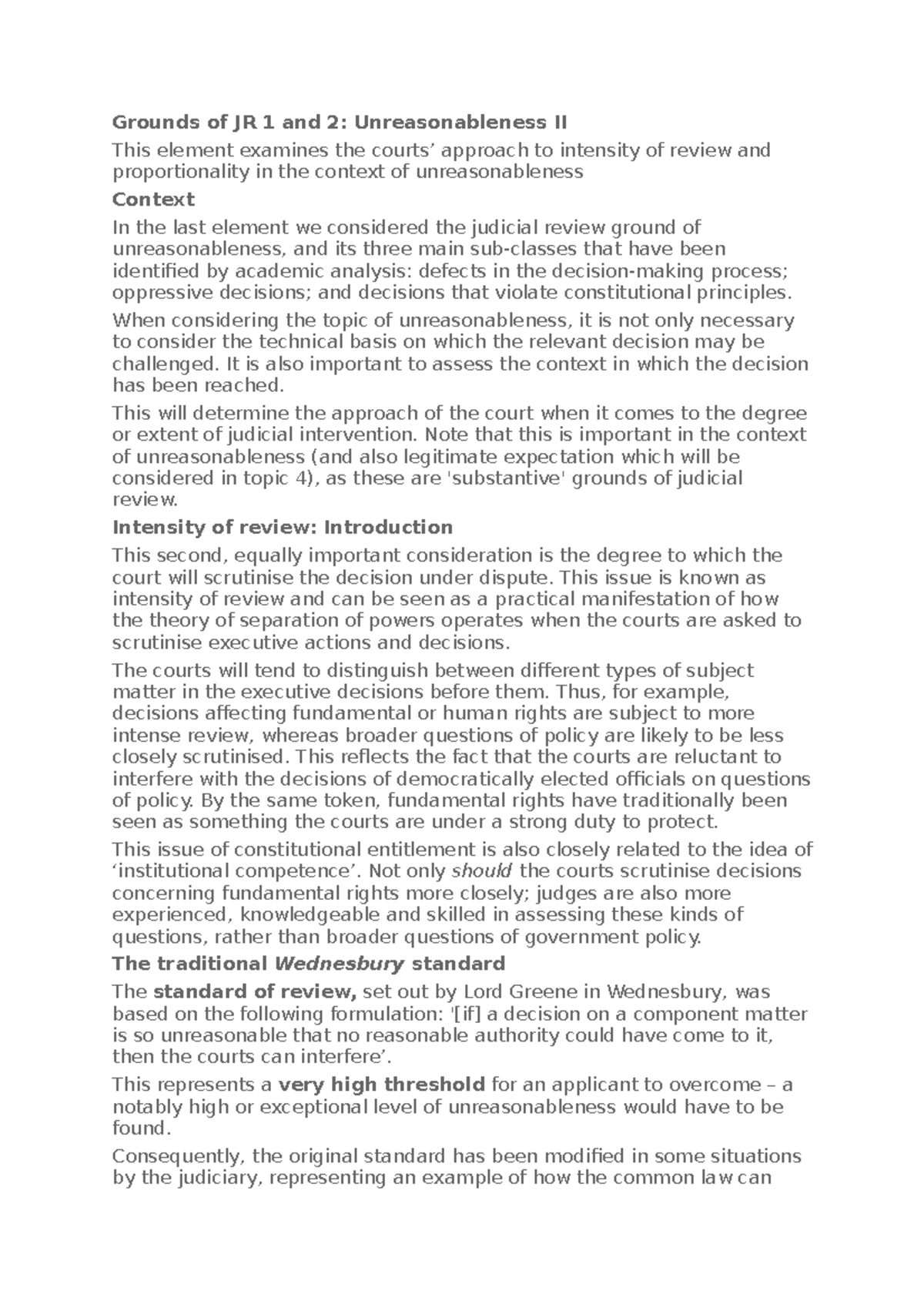 Grounds of JR 1 and 2- Unreasonableness II - When considering the topic ...