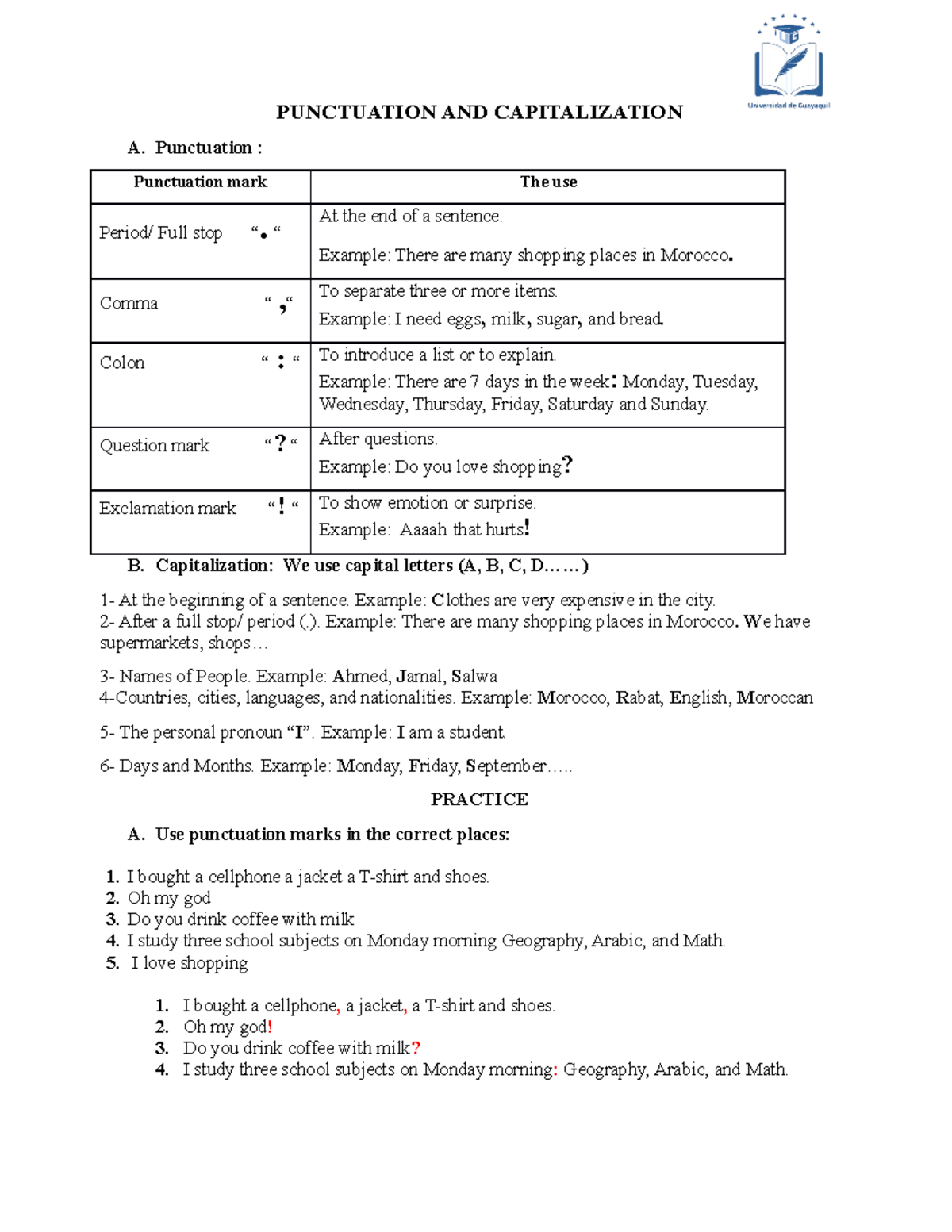 Punctuation-and-capitalizations - PUNCTUATION AND CAPITALIZATION A ...