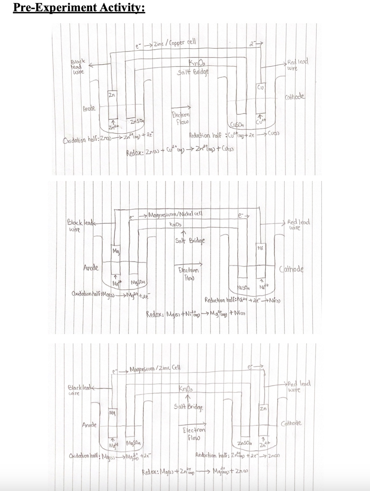 Galvanic Cells - Activity: Zinc Copper cell 2 Black KnO3 Red lead read ...