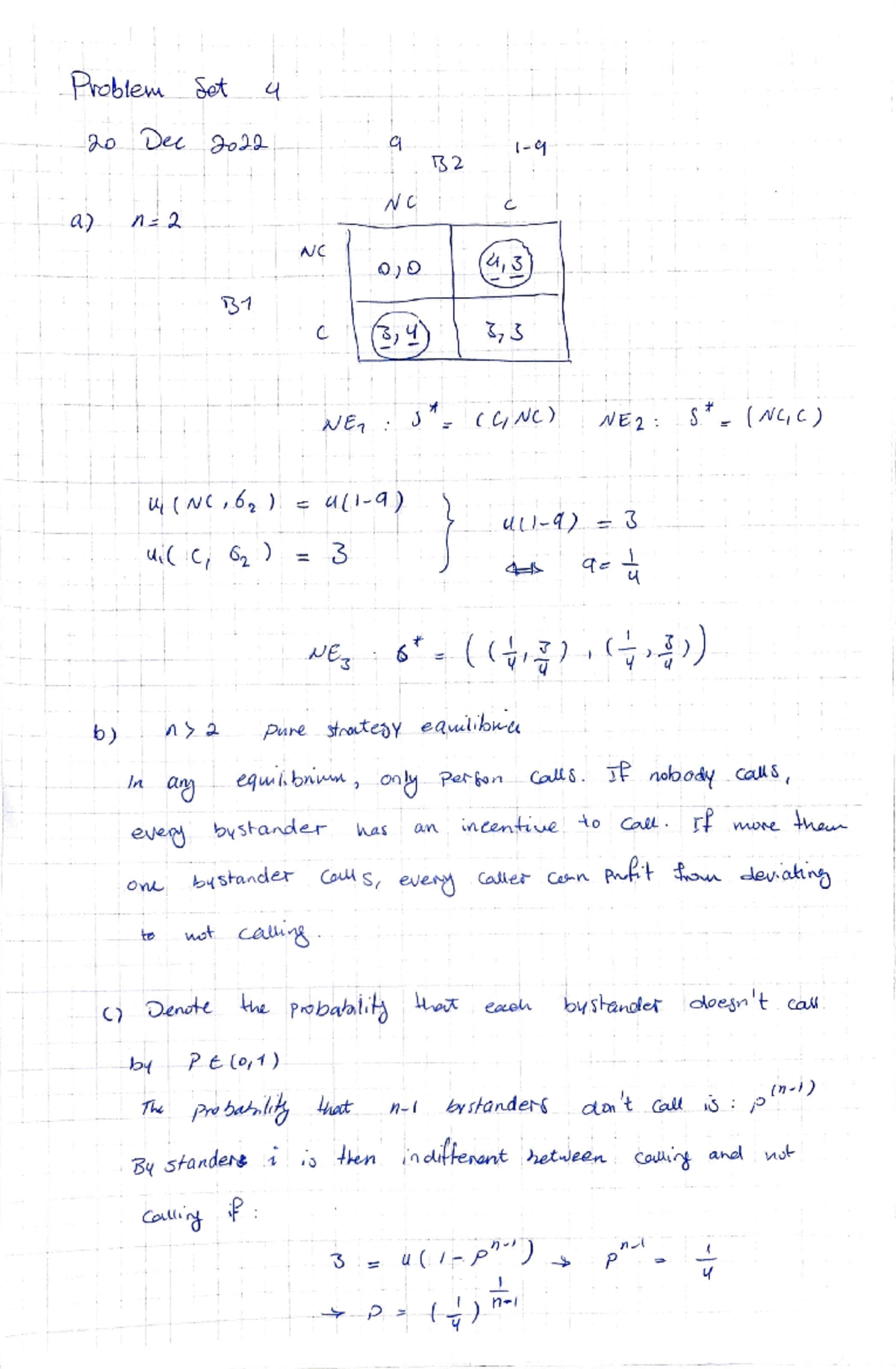 Problem Set 4 - Solution - Game Theory: Methods and Applications - Studocu