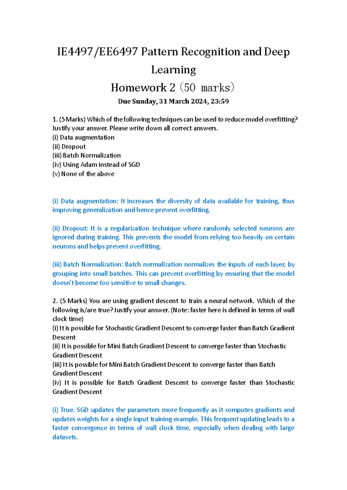 Homework 2 Assignment Ie4497ee6497 Pattern Recognition And Deep Learning Homework 2 50 Marks