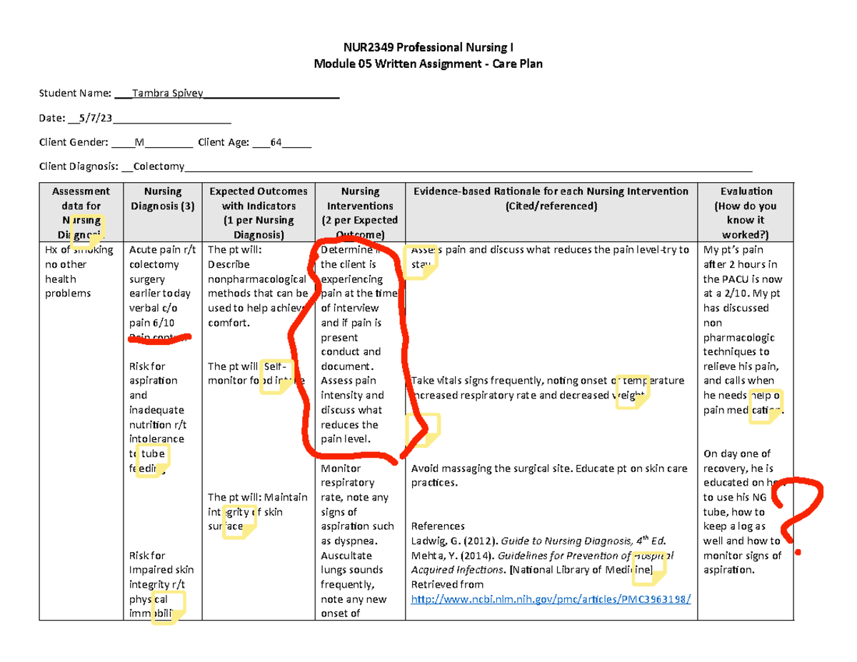 Tspivey NUR2349Module 05Written Assignment Care Plan - NUR 2488 - Studocu