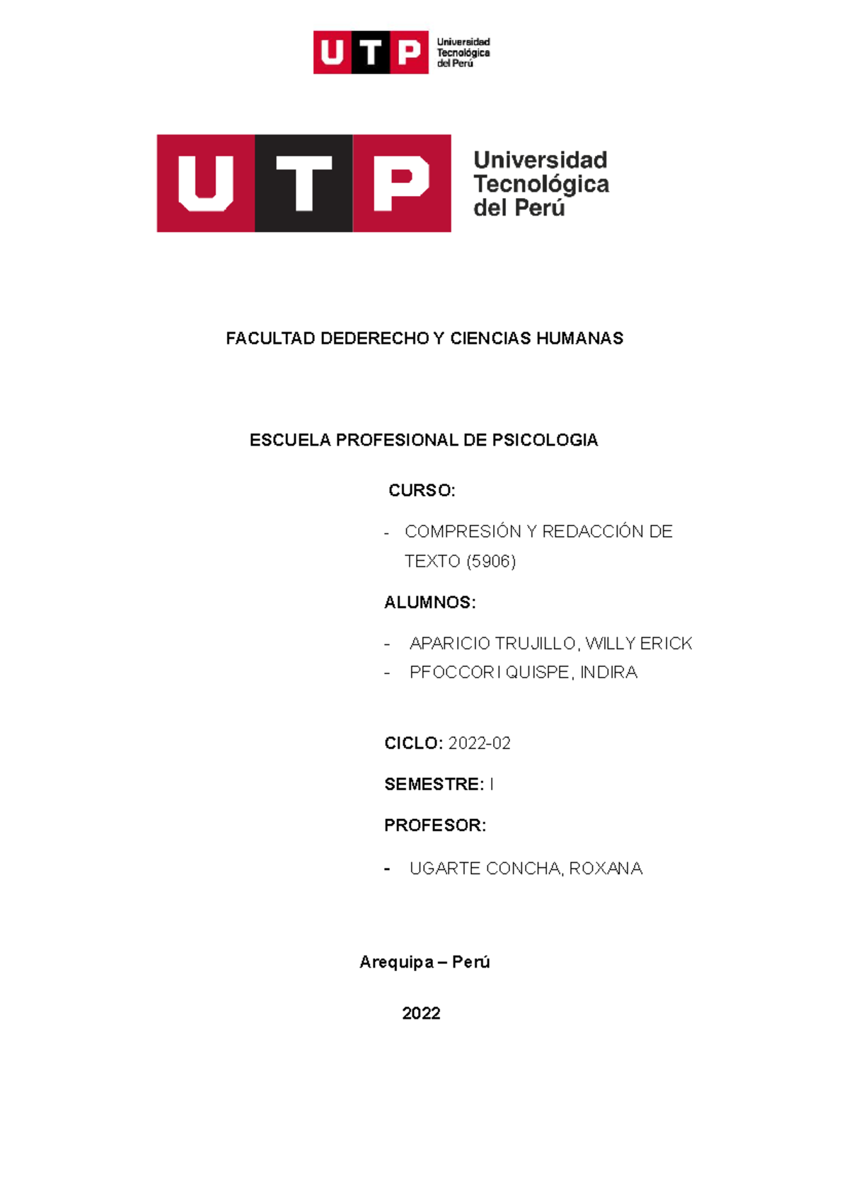 Entrega de la PC1 texto argumentativo - FACULTAD DEDERECHO Y CIENCIAS HUMANAS ESCUELA ...
