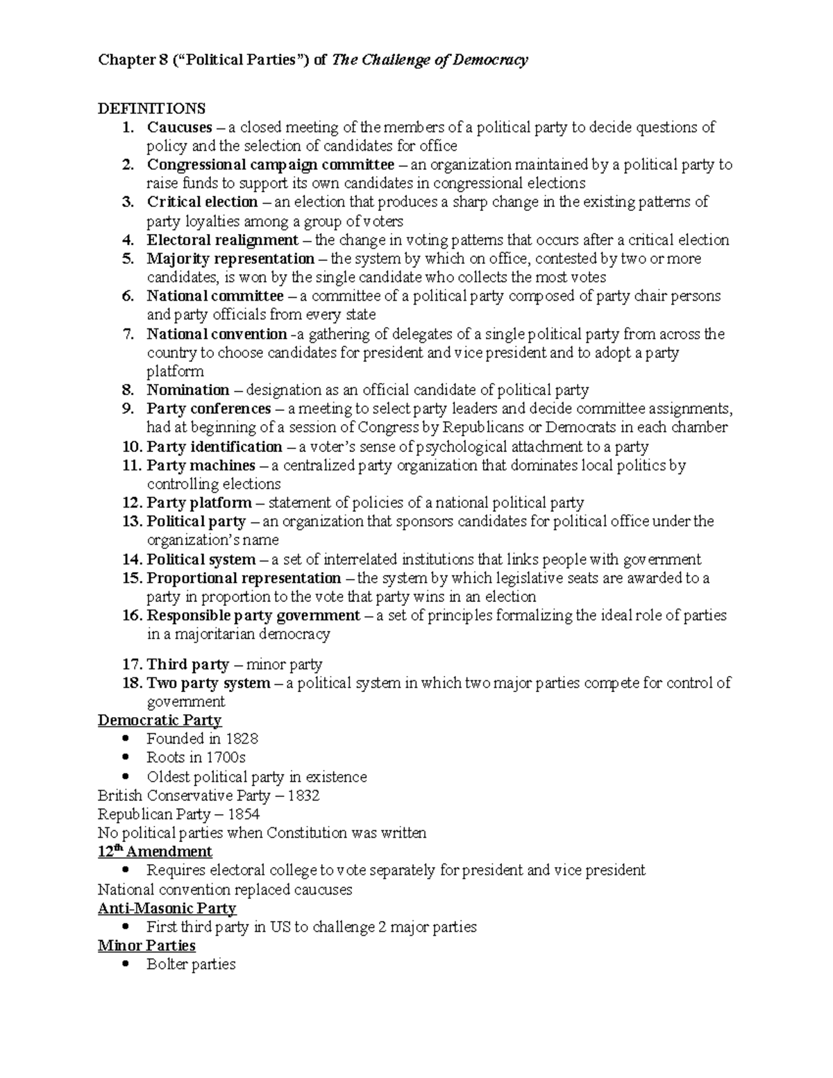 Chapter 8politicalparties - Chapter 8 (“Political Parties”) of The ...