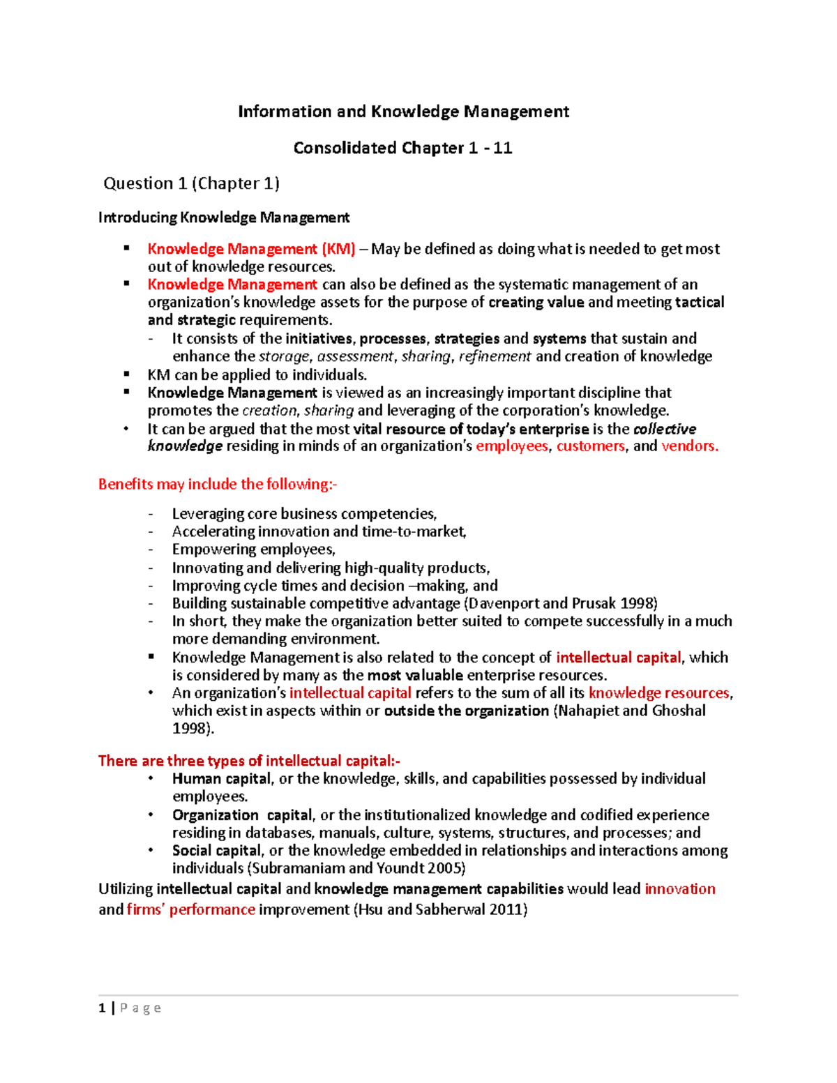 Information and Knowledge Management consolidate chapters 1-11 ...