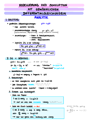 MA9803 Cheat Sheet - Modellierung und Simulation mit gewöhnlichen Differentialgleichungen ...
