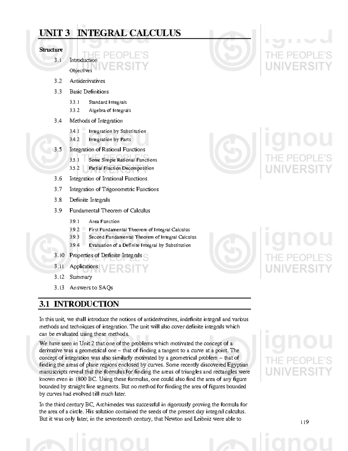 Unit-2 - Integral Calculus UNIT 3 INTEGRAL CALCULUS ####### Structure ...