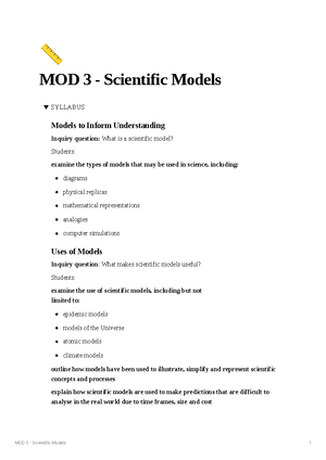 Module 3 - Scientific Models - Module 3 - Scientific Models What is a ...