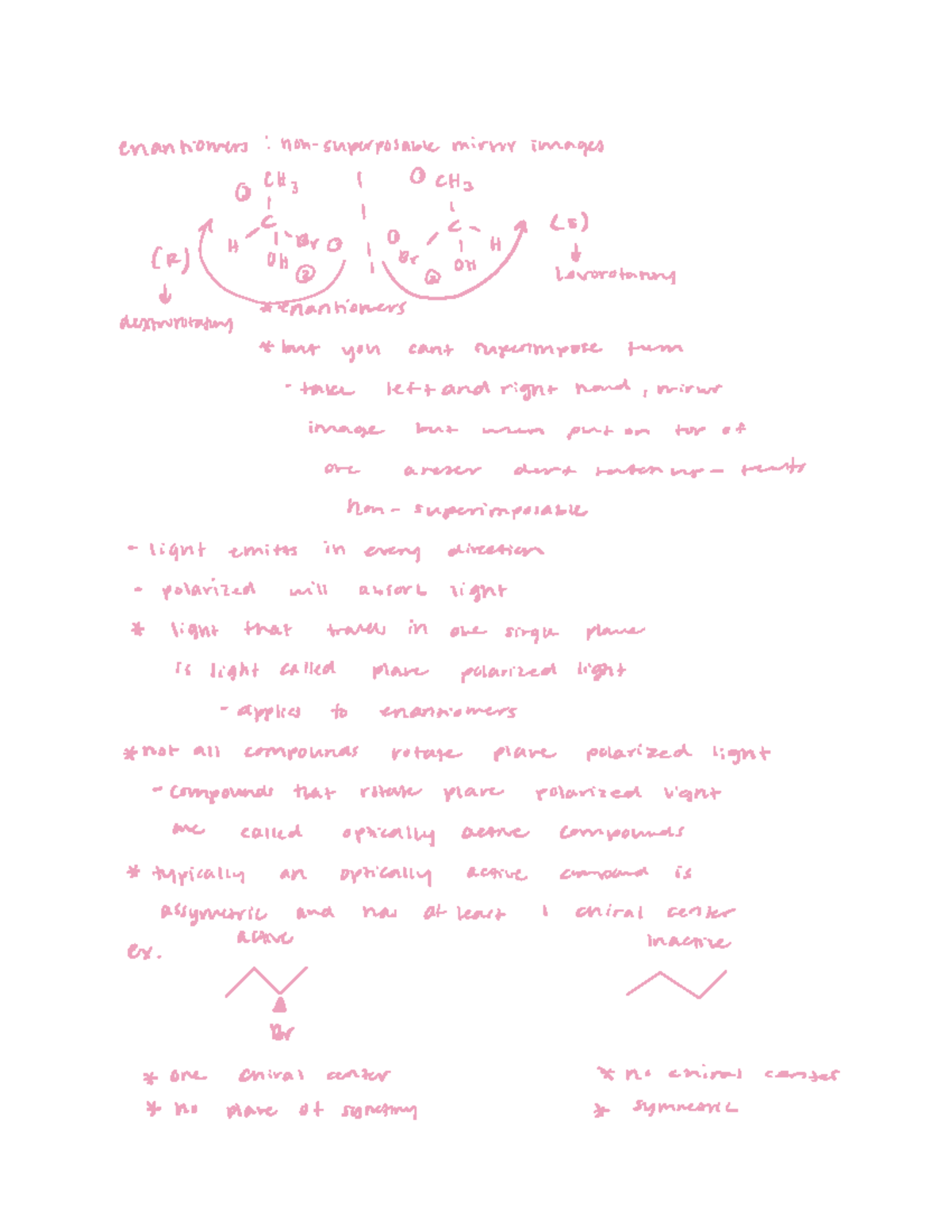 Optical Activity - Lecture notes 9 - enantiomers non superposable ...