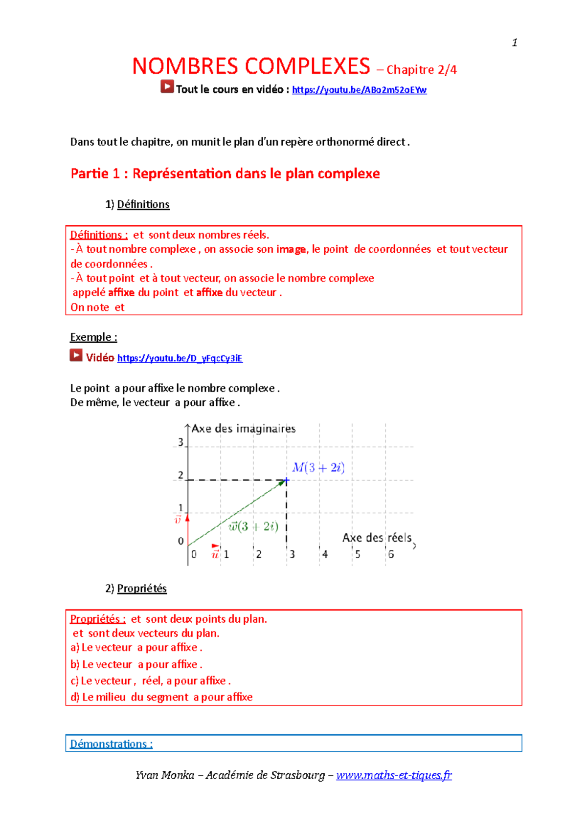 20NC2 - NOMBRES COMPLEXES - NOMBRES COMPLEXES – Chapitre 2/ Tout le cours en vidéo : - Studocu