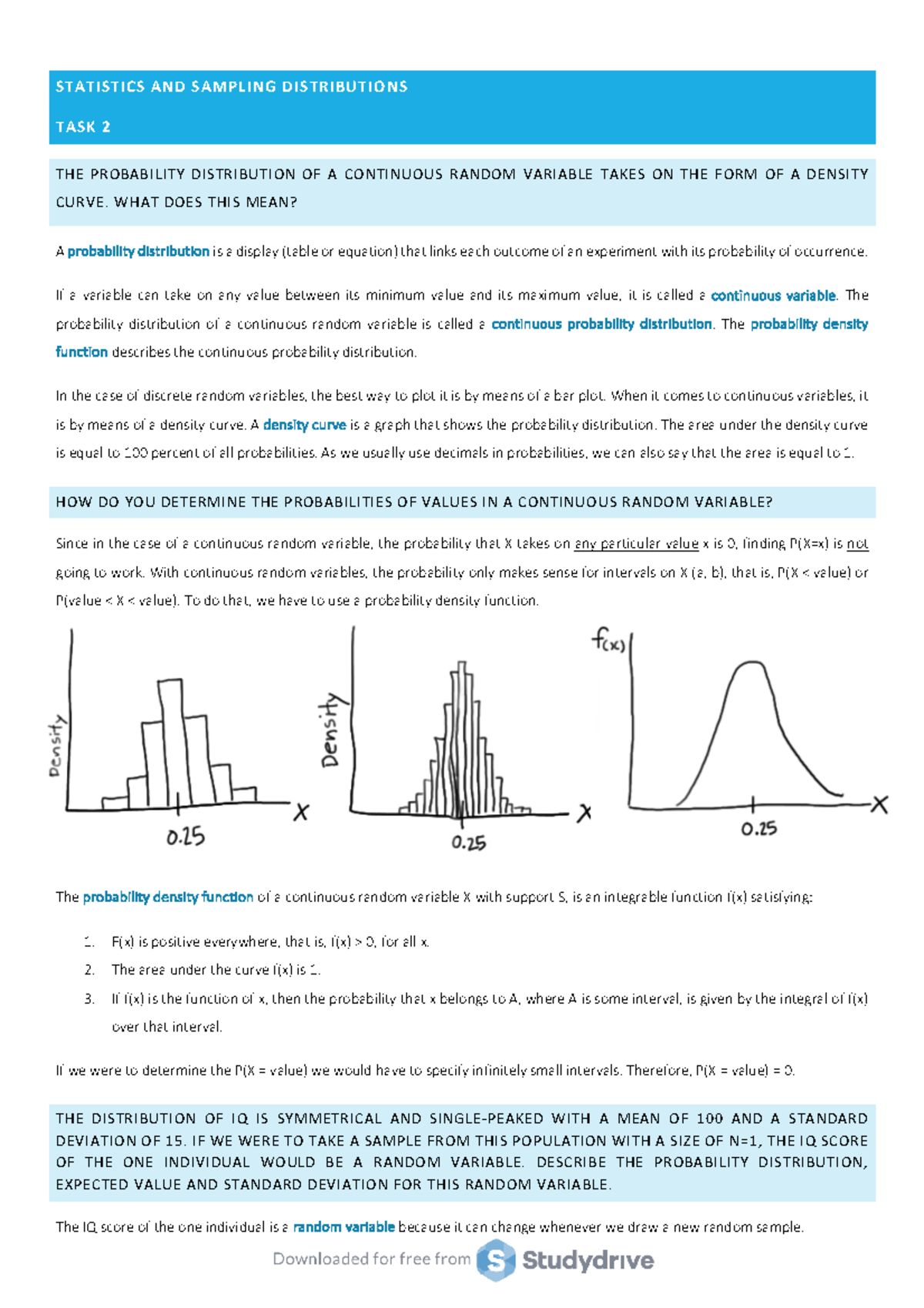 Task 2 - Statistics and Sampling Distributions - STATISTICS AND SAMPLING DISTRIBUTIONS TASK 2 ...