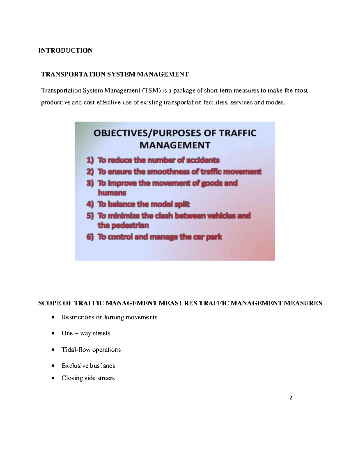Traffic Management - INTRODUCTION TRANSPORTATION SYSTEM MANAGEMENT ...