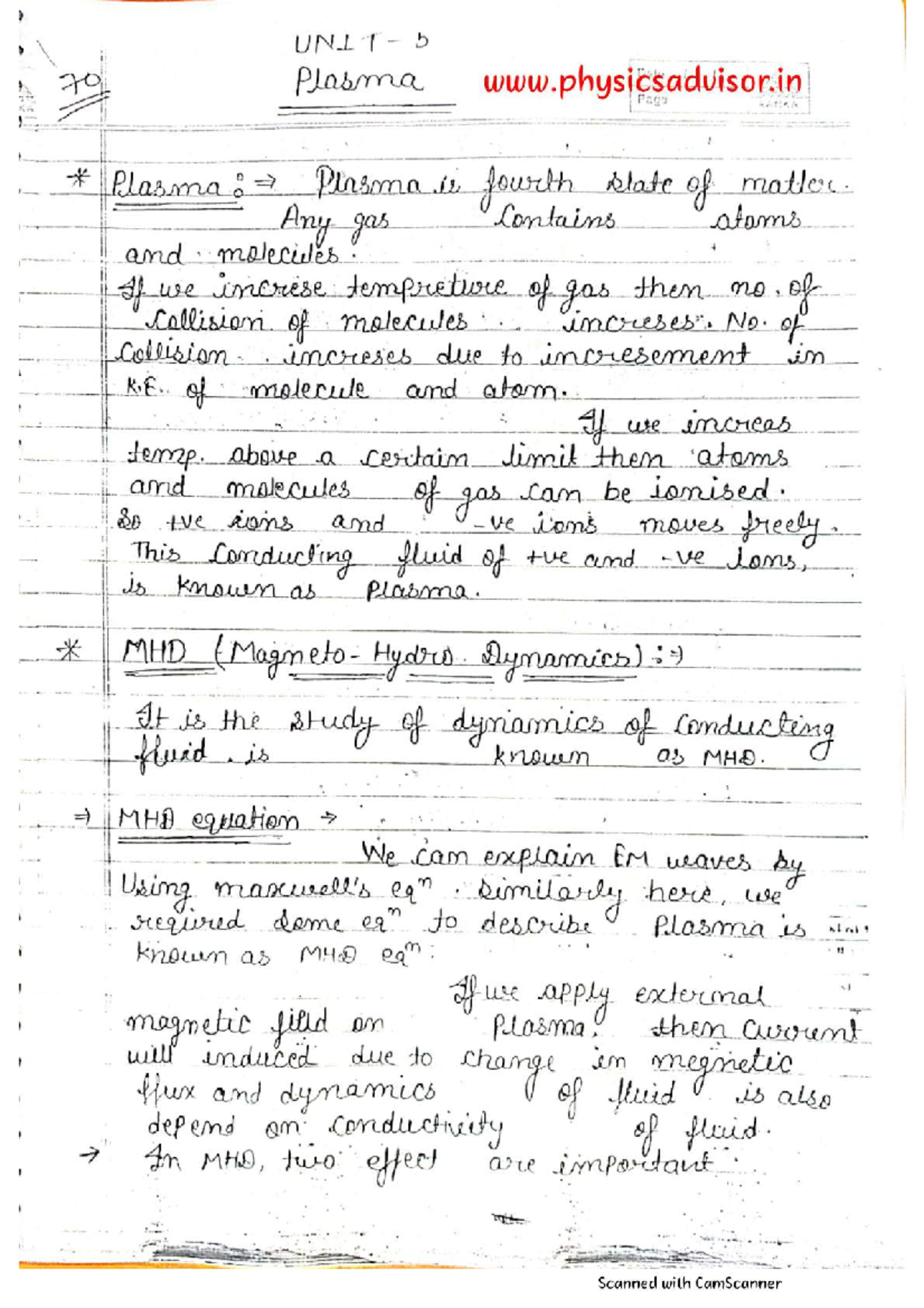 Plasma physics msc physics hand written notes-compressed - Engineering ...