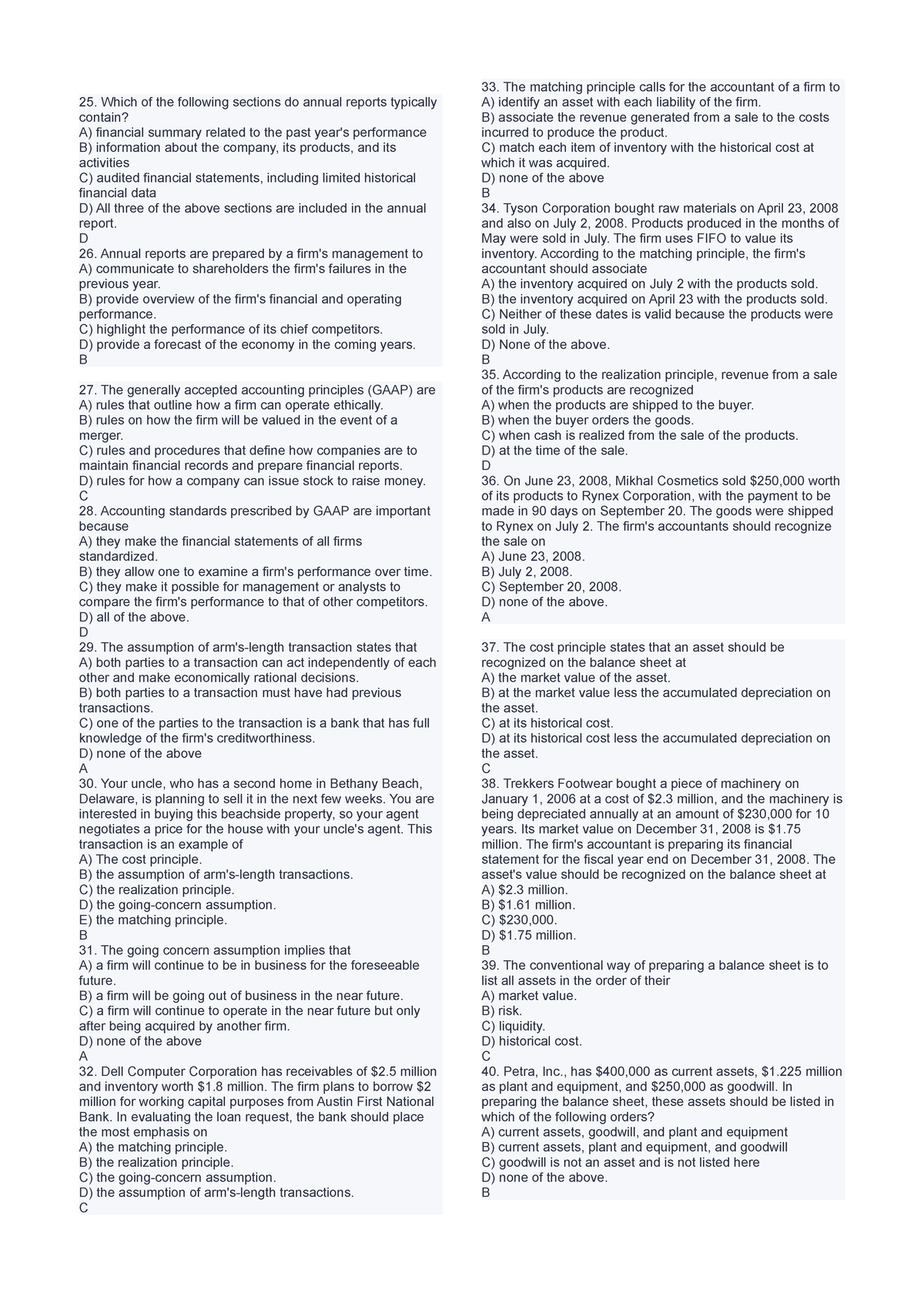 QUIZ FIN202 - idaoksdosako - Which of the following sections do annual ...