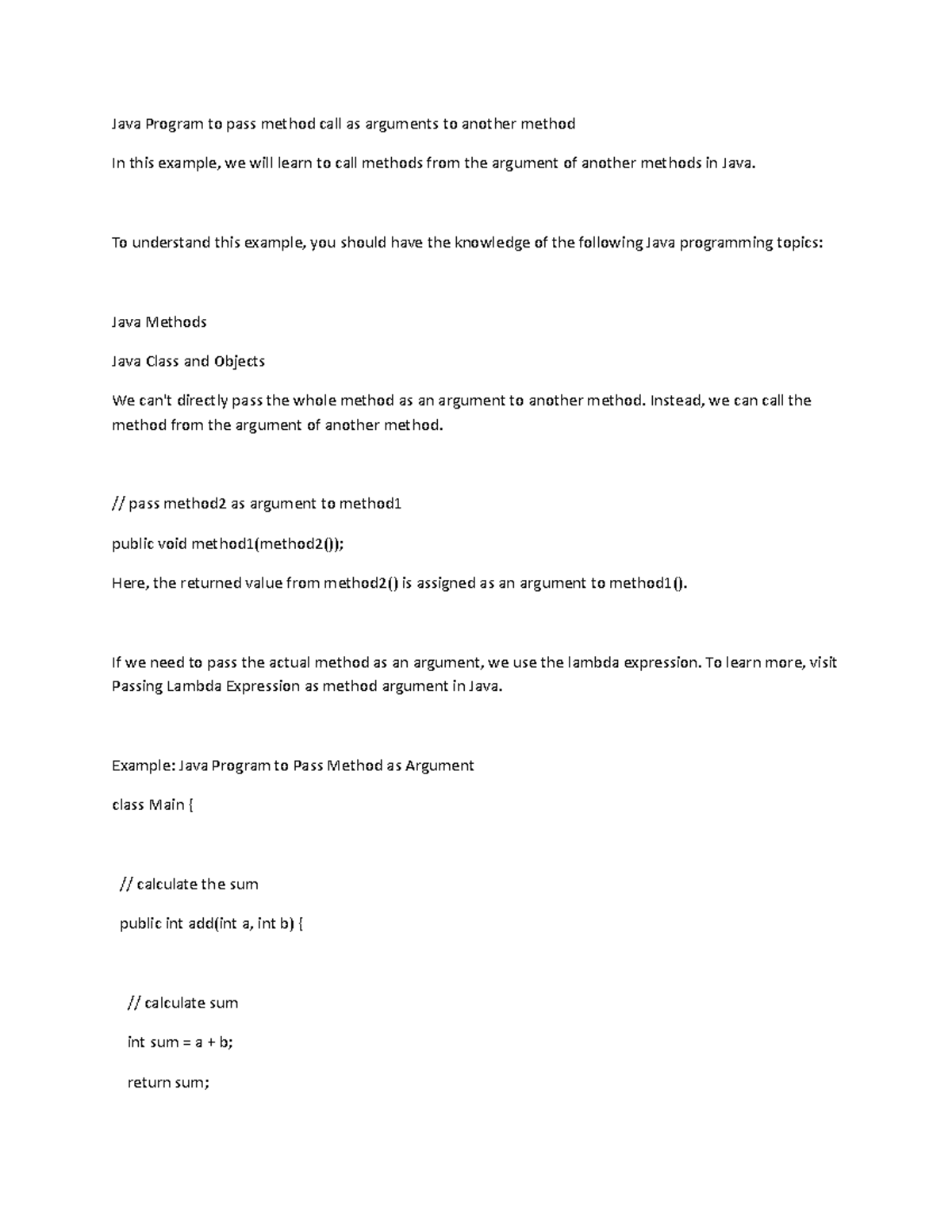 Java Program 103 - Assignment - Java Program to pass method call as ...