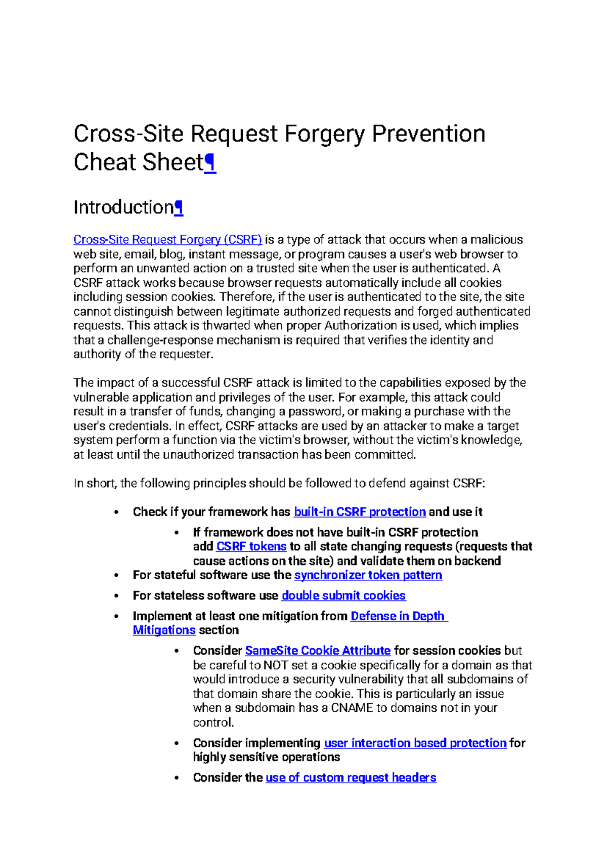 CSRF - .................. - Cross-Site Request Forgery Prevention Cheat Sheet¶ Introduction ...