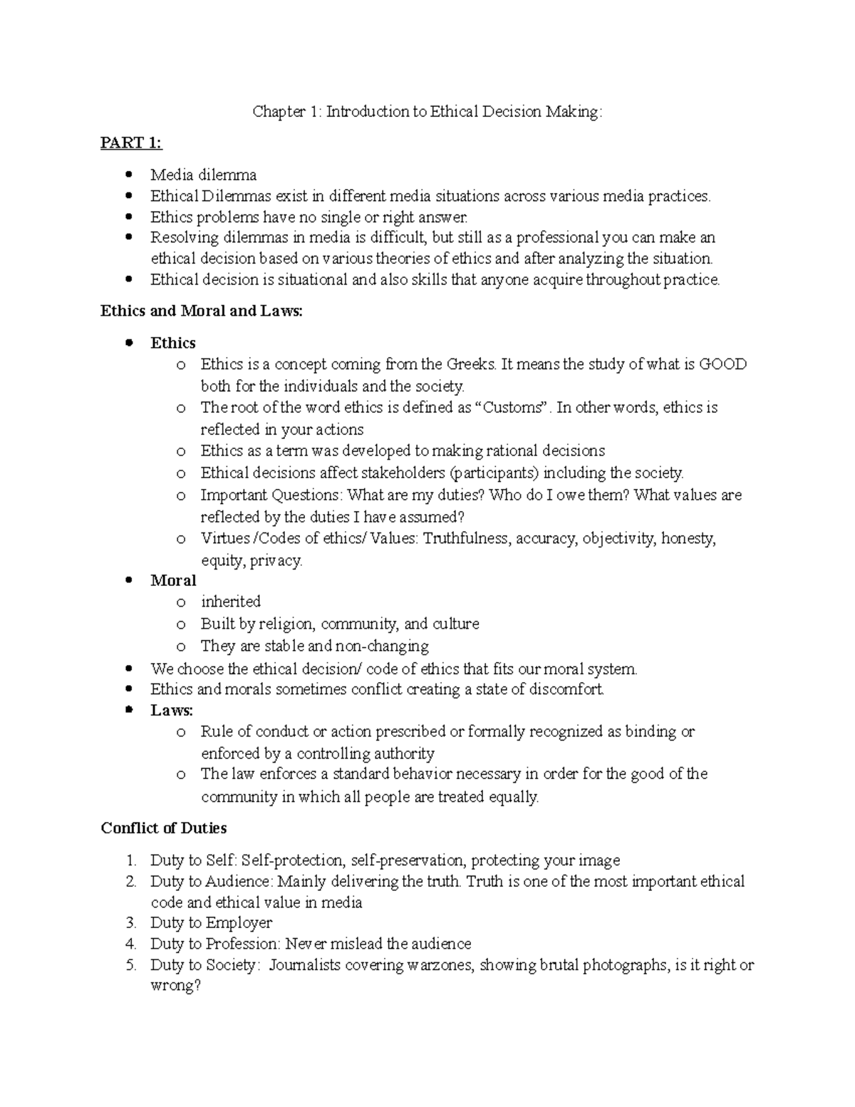 Meda Ethics Notes - Chapter 1: Introduction to Ethical Decision Making ...