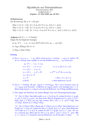 Lösung Uebung 4 - Algorithmen und Datenstrukturen Sommersemester 2020 Aufgabenblatt 4 Abgabe: 25 ...