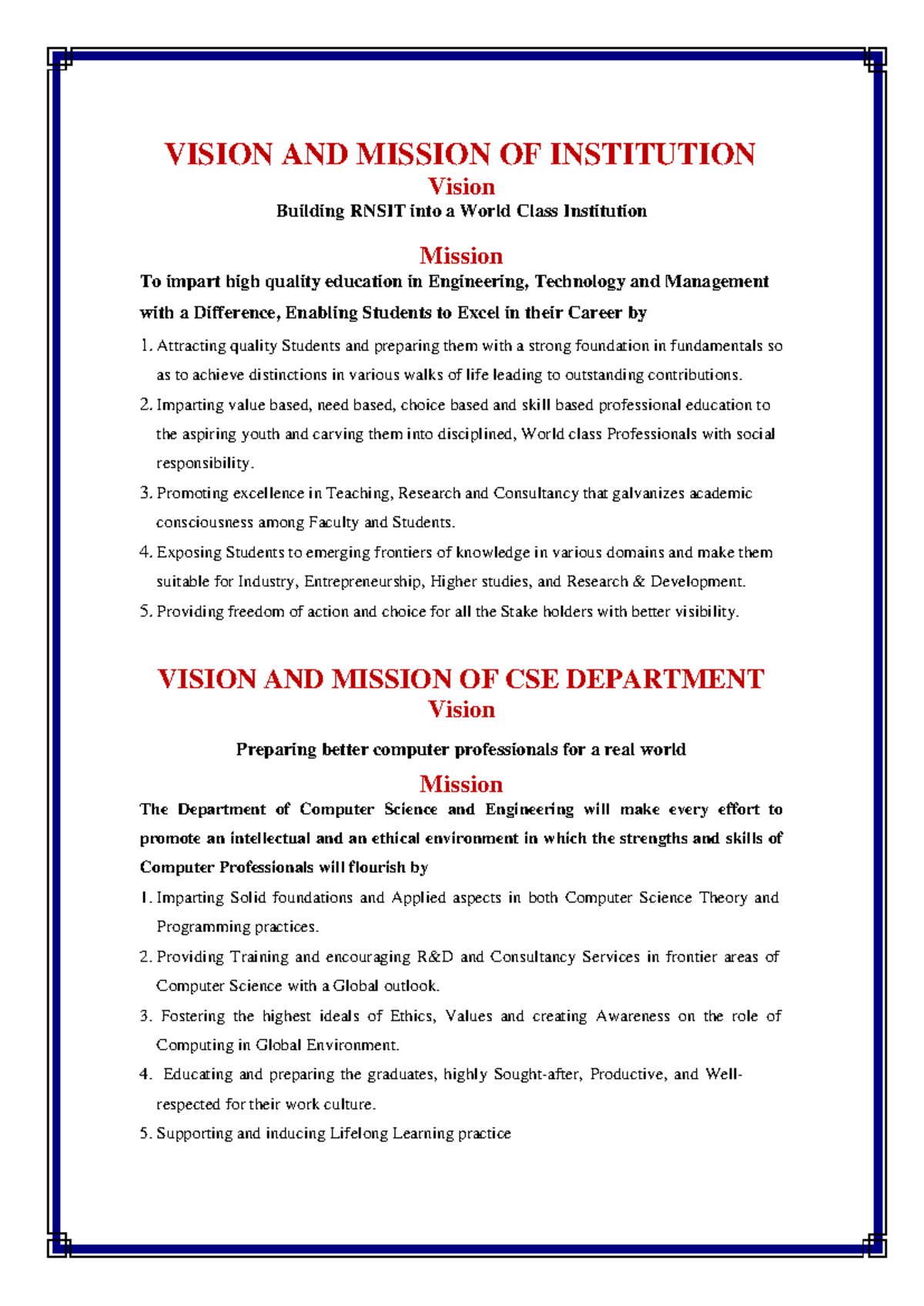 21CSL55 DBMS Manual - VISION AND MISSION OF INSTITUTION Vision Building ...