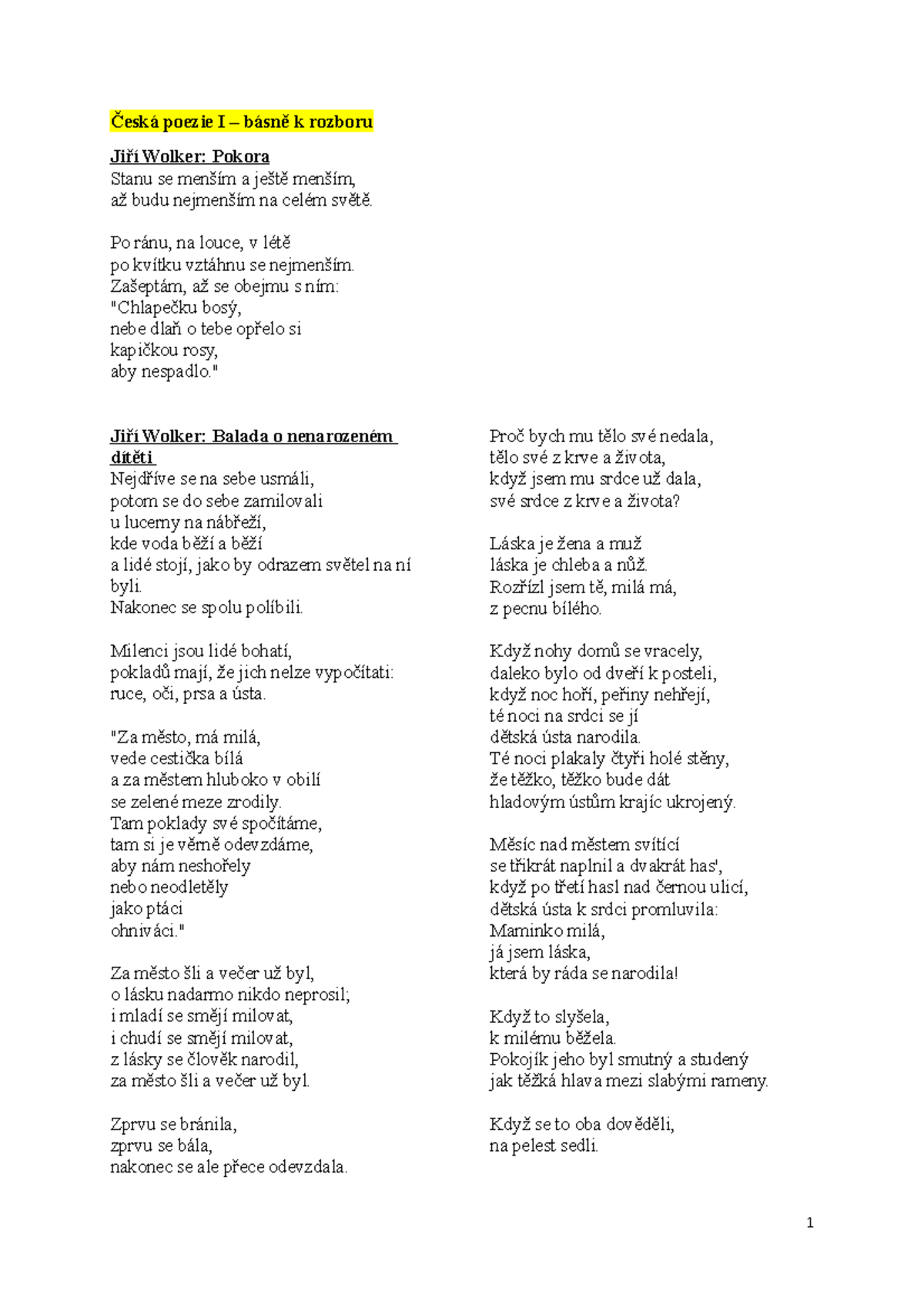 Ceska poezie I basne - Czech poems - Česká poezie I – básně k rozboru ...