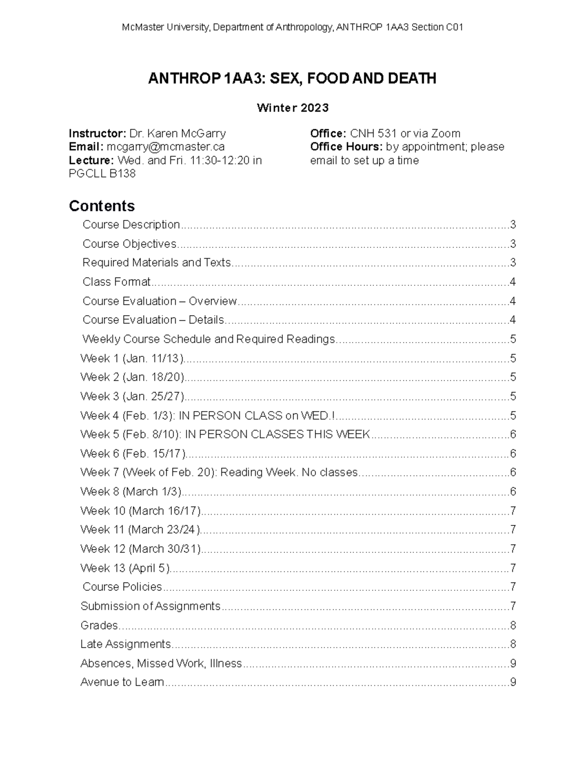 1AA3 anthrop assignmnet, midterms, and final exam guide - ANTHROP 1AA3: SEX, FOOD AND DEATH ...