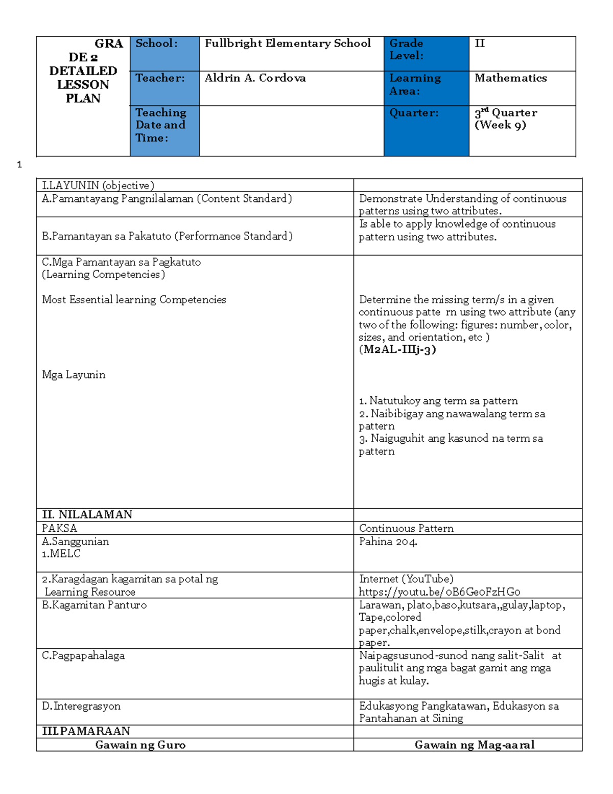 Final dlp aldrin 1 - DLP - GRA DE 2 DETAILED LESSON PLAN School ...
