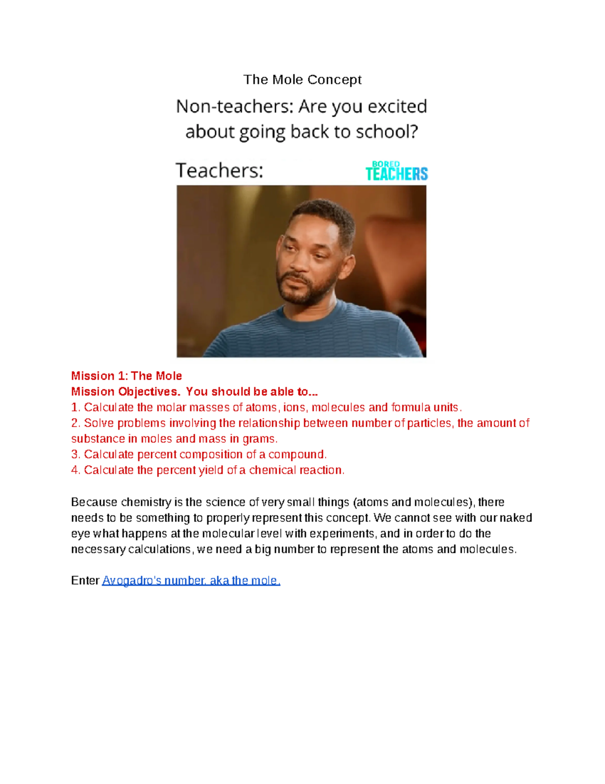 G10 The Mole Concept - Google Docs - The Mole Concept Mission 1: The ...