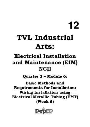 EIM Grade 12 Modules - 12 TVL Industrial Arts: Electrical Installation ...