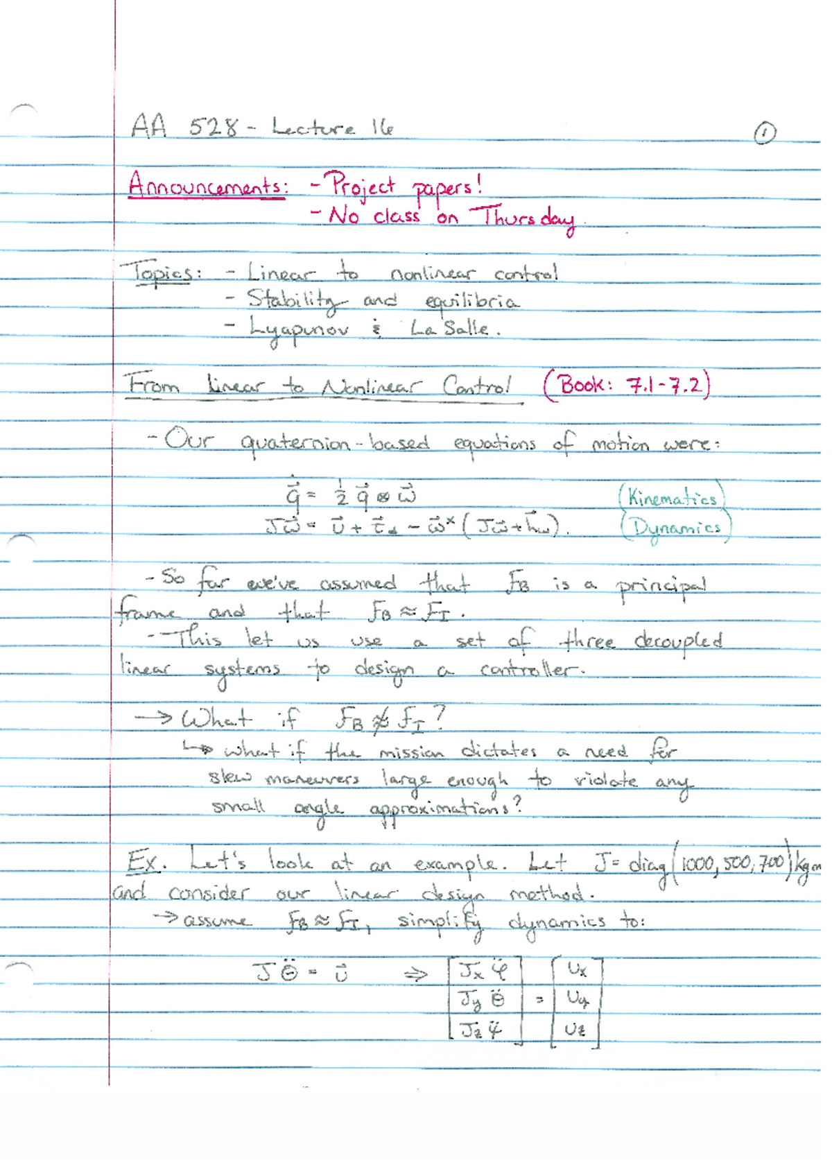 Lecture 6f Introduction to Nonlinear Control, Lyapunov’s Direct Method ...