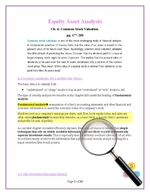 Equity Asset Analysis Ch. 12 Note - Equity Asset Analysis Ch. 12 ...