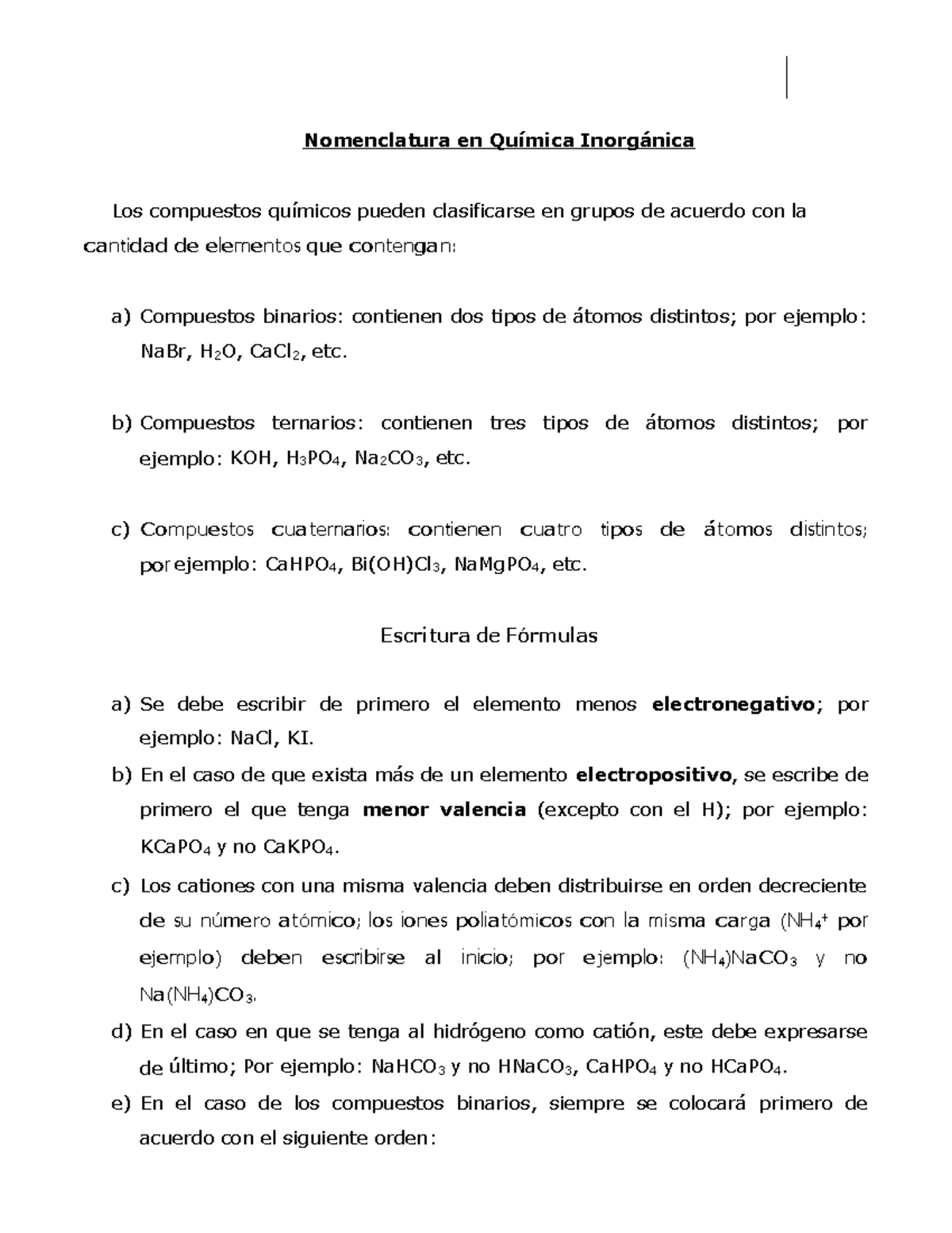 Nomenclatura de compuestos inorgánicos - Nomenclatura en Los compuestos pueden clasificarse en ...