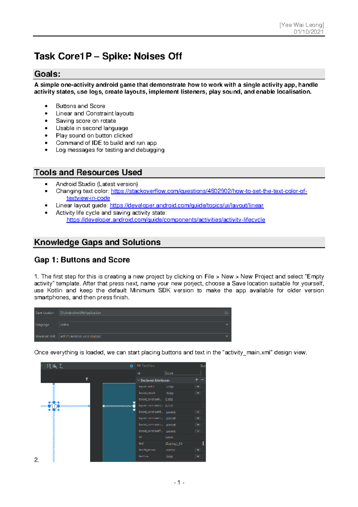 SDMD Spike Report Core1 - 01/10/ Task Core1P – Spike: Noises Off Goals ...