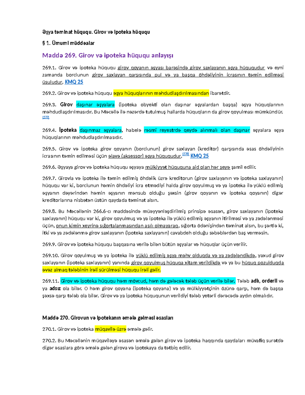 Girov və ipoteka - Əşya təminat hüququ. Girov və ipoteka hüququ § 1 ...