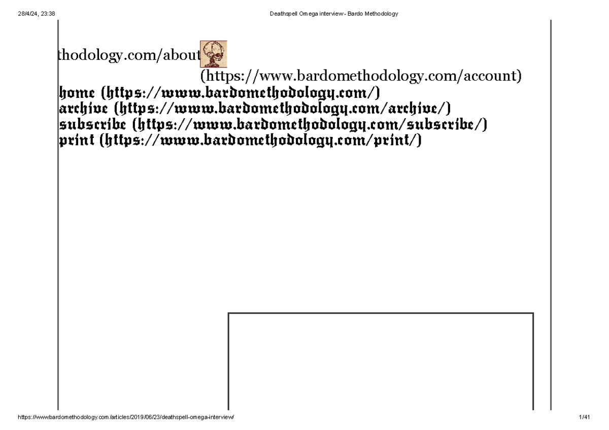 Deathspell Omega interview - Bardo Methodology - home (bardomethodology/) archive - Studocu