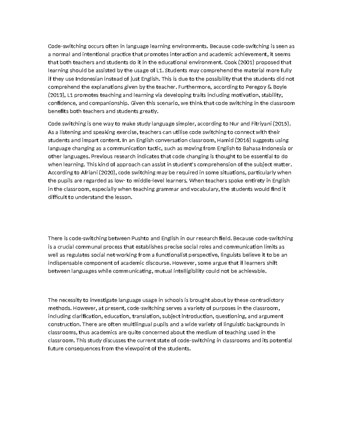 Code-switching topic - Code-switching occurs often in language learning ...