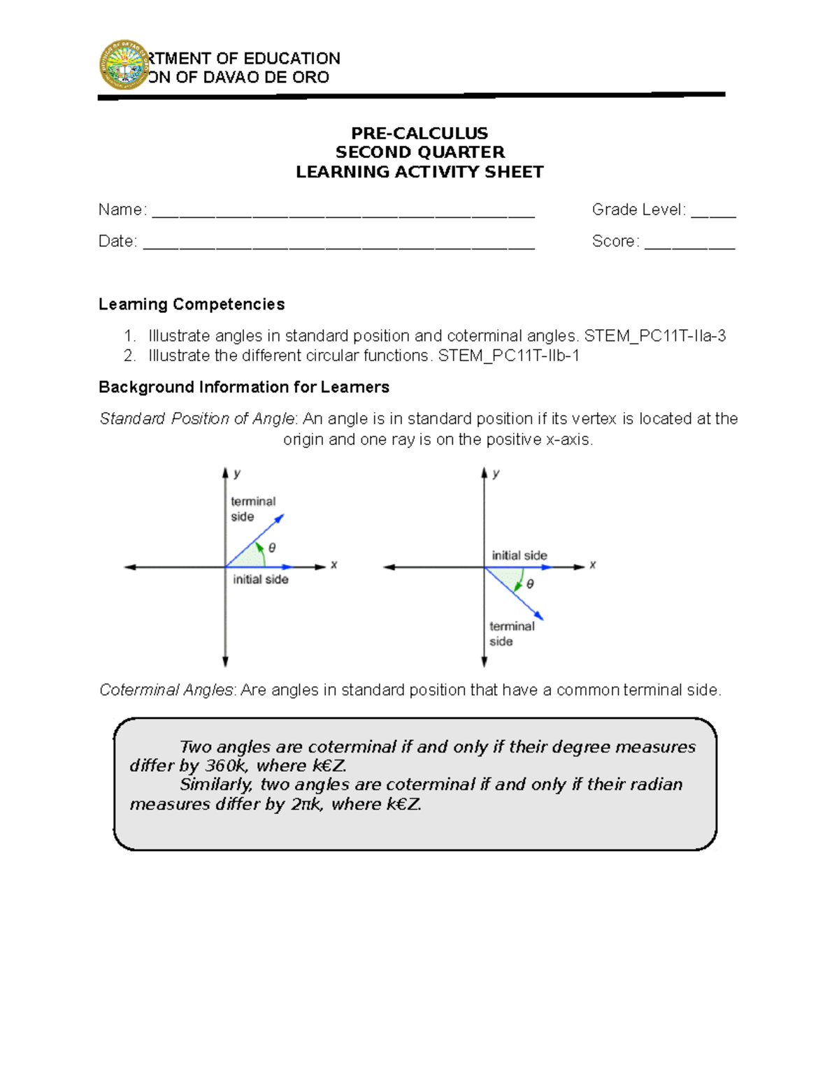 G11-Q2-3-4- Alegado, Jaime - DIVISION OF DAVAO DE ORO PRE-CALCULUS ...