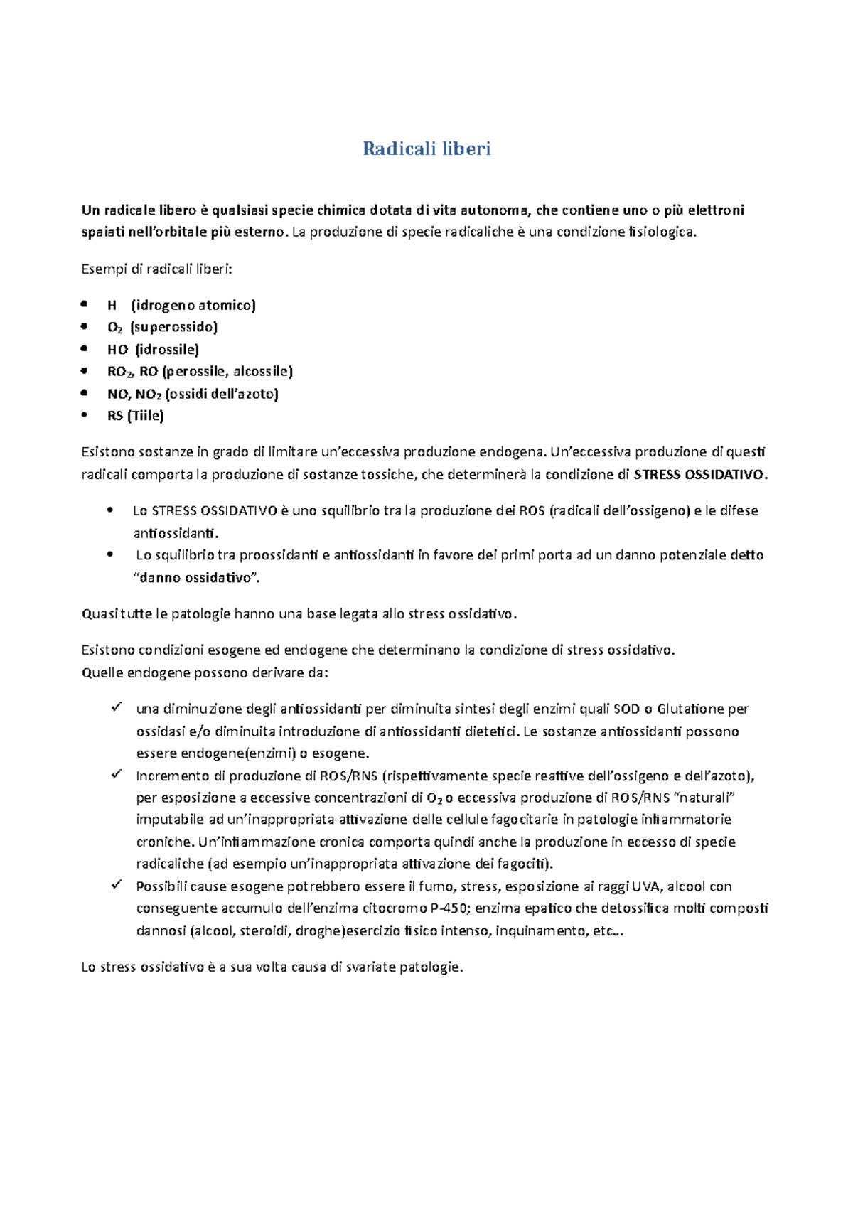 Radicali liberi - La produzione di specie radicaliche è una condizione ...
