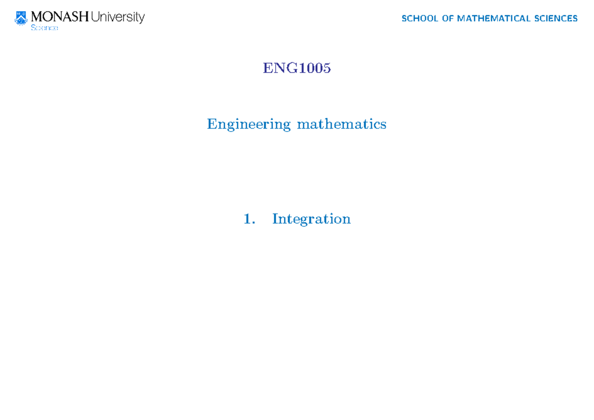 Topic 01 - 1st lecture note - SCHOOL OF MATHEMATICAL SCIENCES ENG ...
